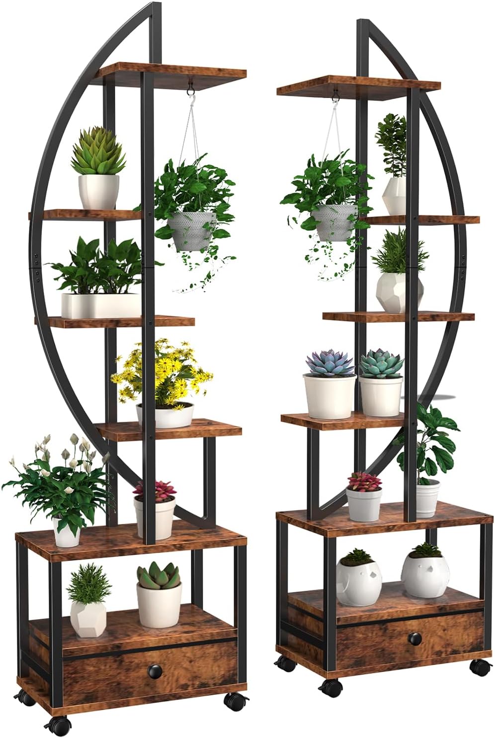 Amazon.com : Frizione 2 Pcs 6 Tier Tall Metal Indoor Plant Stand with ...
