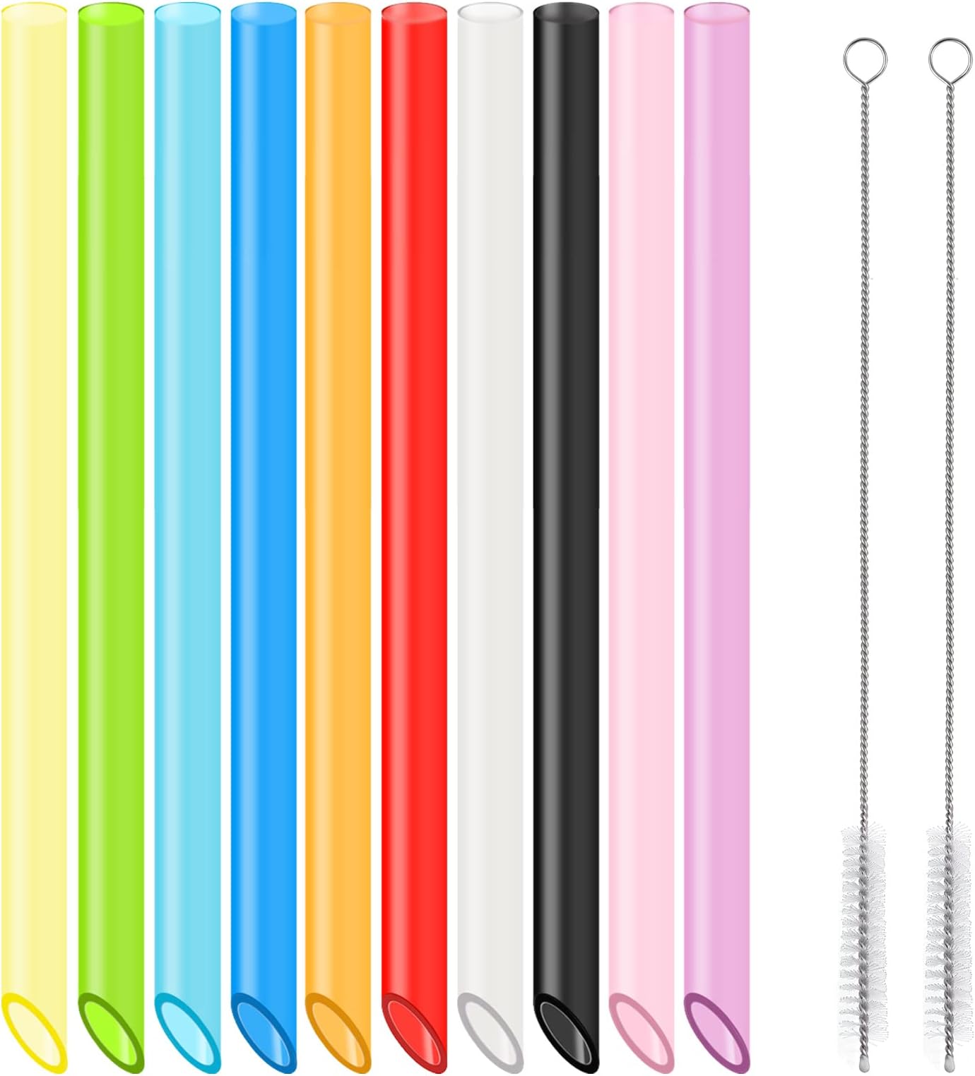 Amazon.com: [Angled Tips] 12 Pcs Reusable Jumbo Straws and Smoothie ...