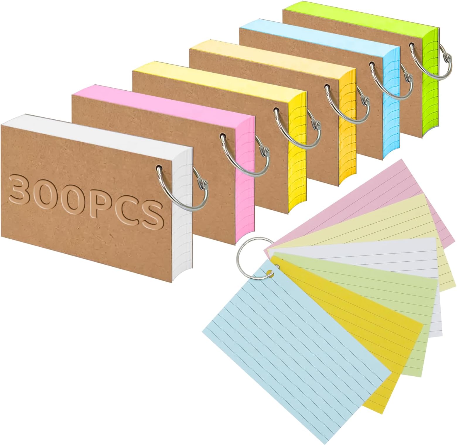Kaizuca 300 Pieces 5 * 3 Inch Multi-Coloured Revision Cards, Flashcards ...