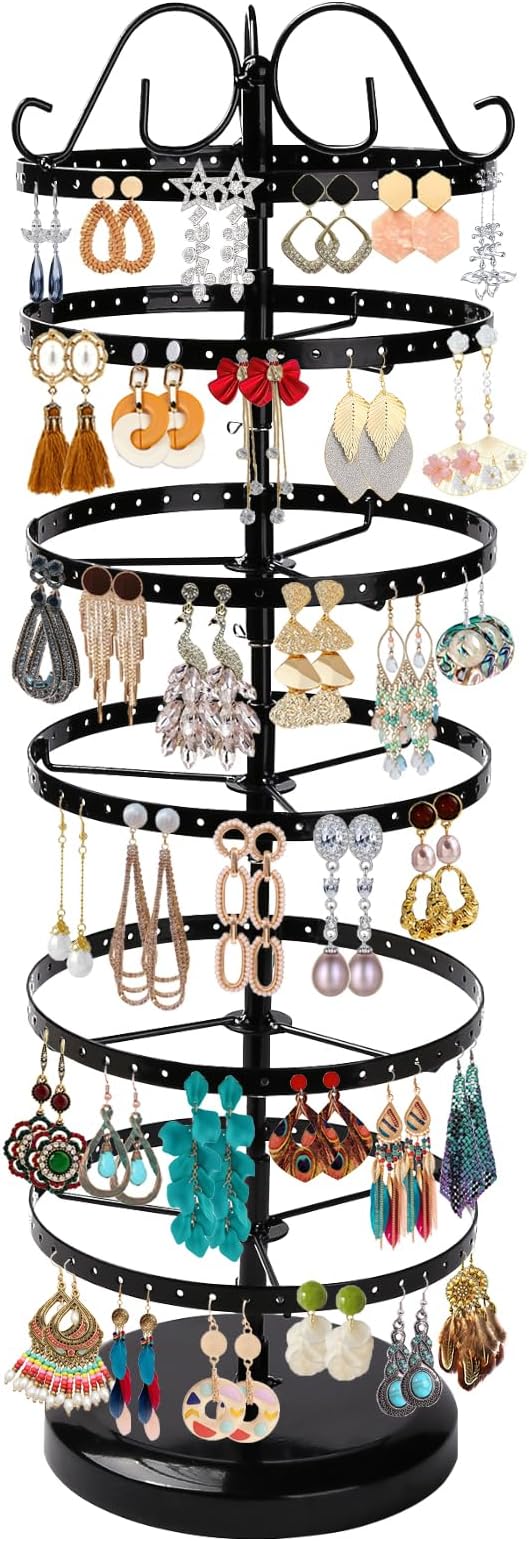 Amazon.com: MODOWEY 4 Tier Metal Rotating Earring Holder Organizer, 112 ...