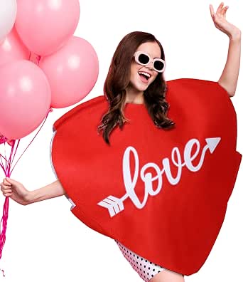 Amazon.com: Xtinmee Valentines Red Heart Costume Adult Heart Shaped ...