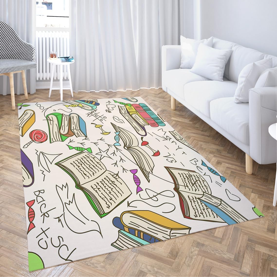 Amazon.com: LOKMU Non-Slip Area Rugs Library Comic Doodle of Books ...