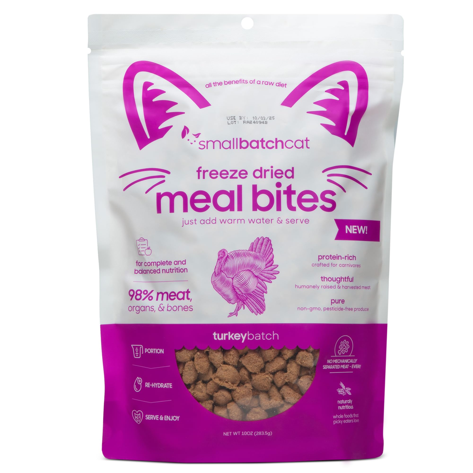 Freeze Dried Food Smallbatch Freeze-Dried Cat Food - Turkey Recipe Raw ...