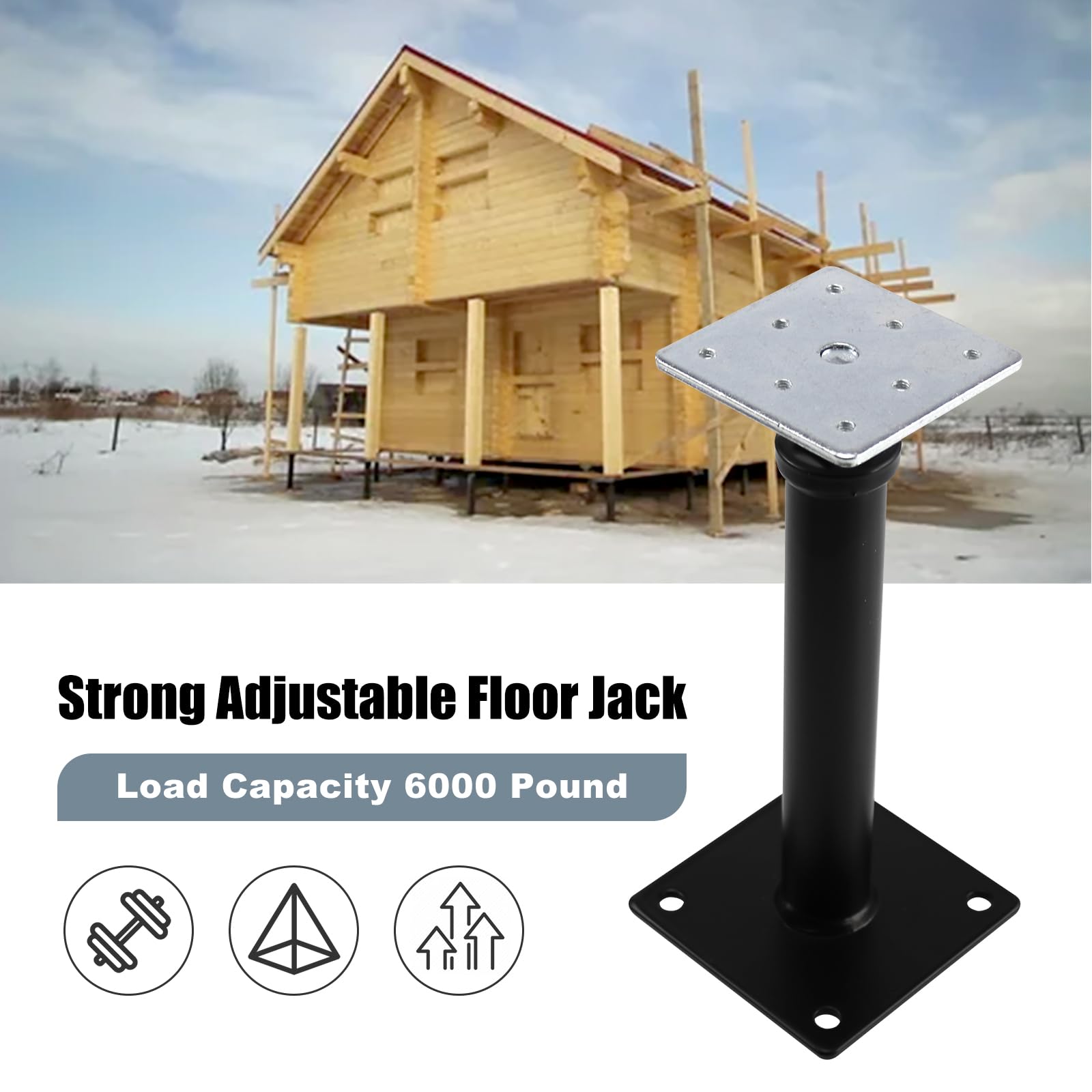 Snapklik.com : 4-Pack Adjustable House Floor Jacks, 9.5-13.5 Inch Mini ...