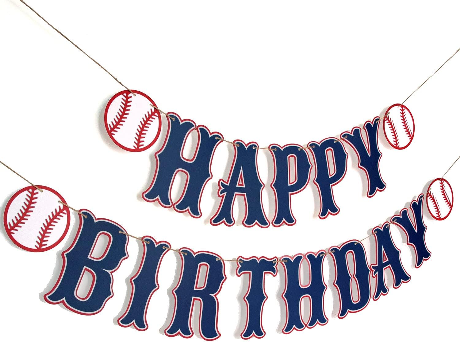 Amazon.com: OZCZKZZ Happy Birthday Banner Baseball,Navy Blue,Baseball ...