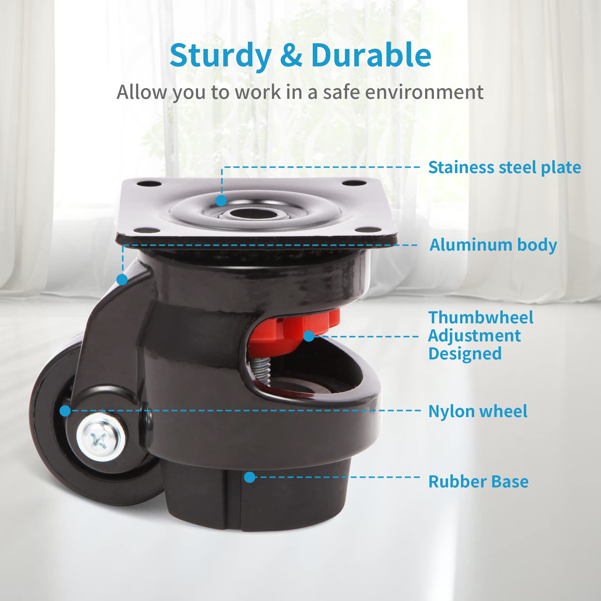 Snapklik.com : Nefish Leveling Machine Casters 2200 LBS Load Capacity 4 ...