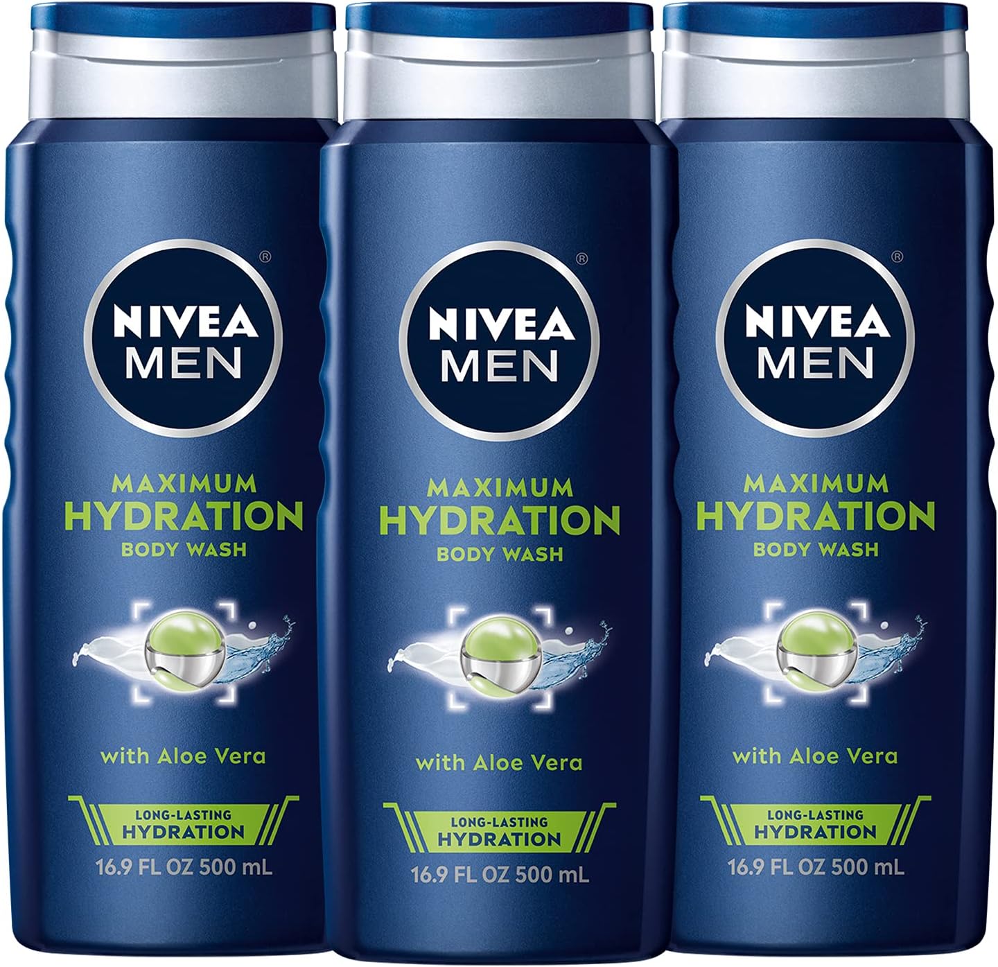 NIVEA Men Maximum Hydration 3 in 1 Body Wash 16.9 Fluid Ounce (Pack of ...