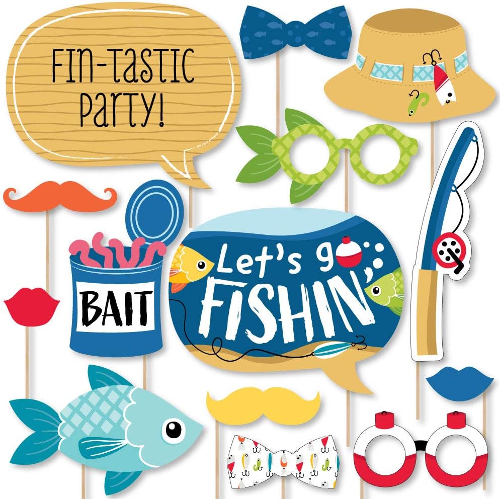 Amazon.com: Kristin Paradise 25Pcs Gone Fishing Photo Booth Props with ...