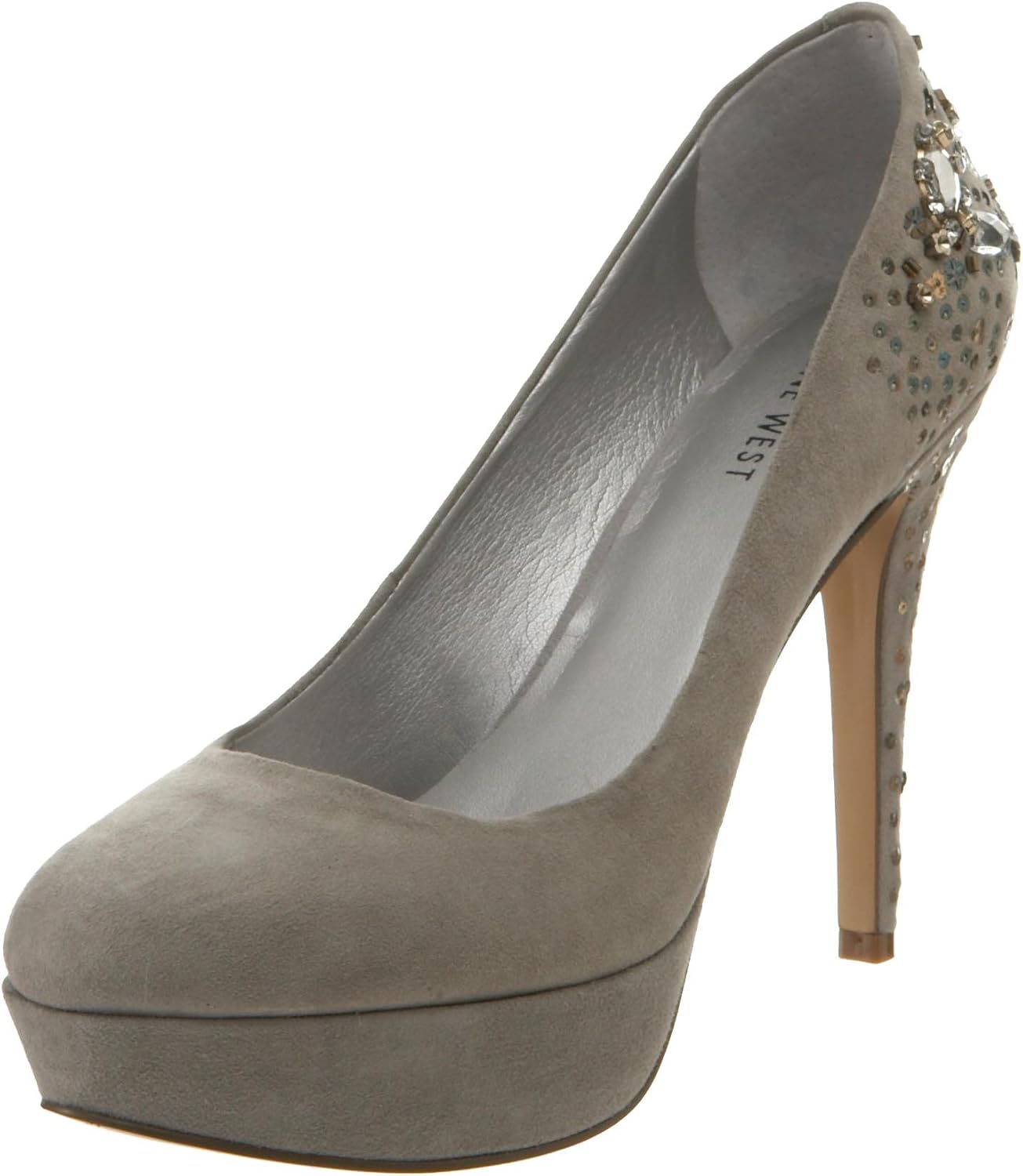 Amazon.com | Nine West Women's Grase Platform Pump,Light Grey Suede,5 M ...