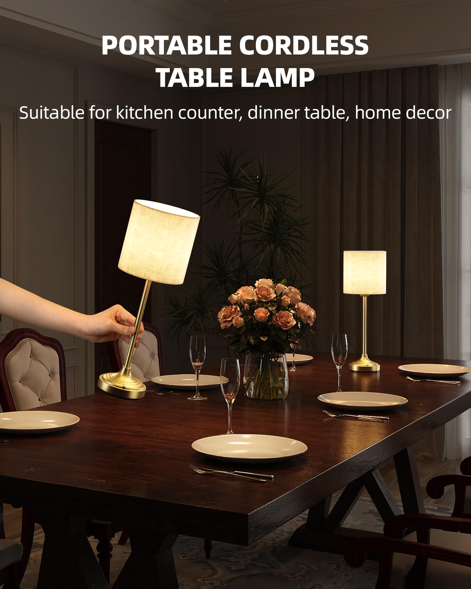 Snapklik.com : Cordless Table Lamp, 8000mAh, Dimmable, 2700K, Touch ...