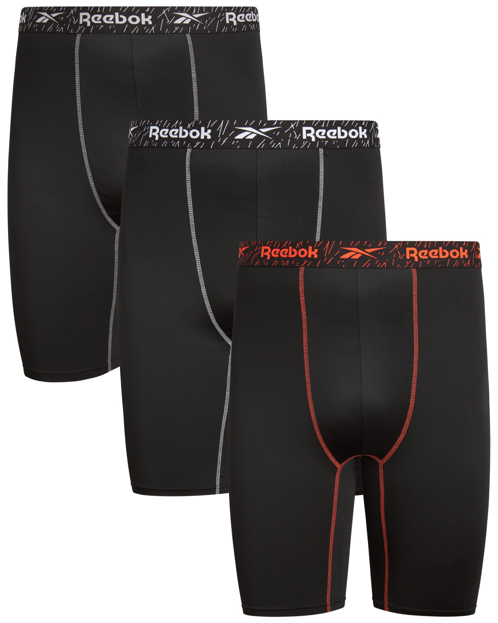 Reebok Men's Boxer Briefs - 3 Pack Long Leg Soft Performance Boxers for ...