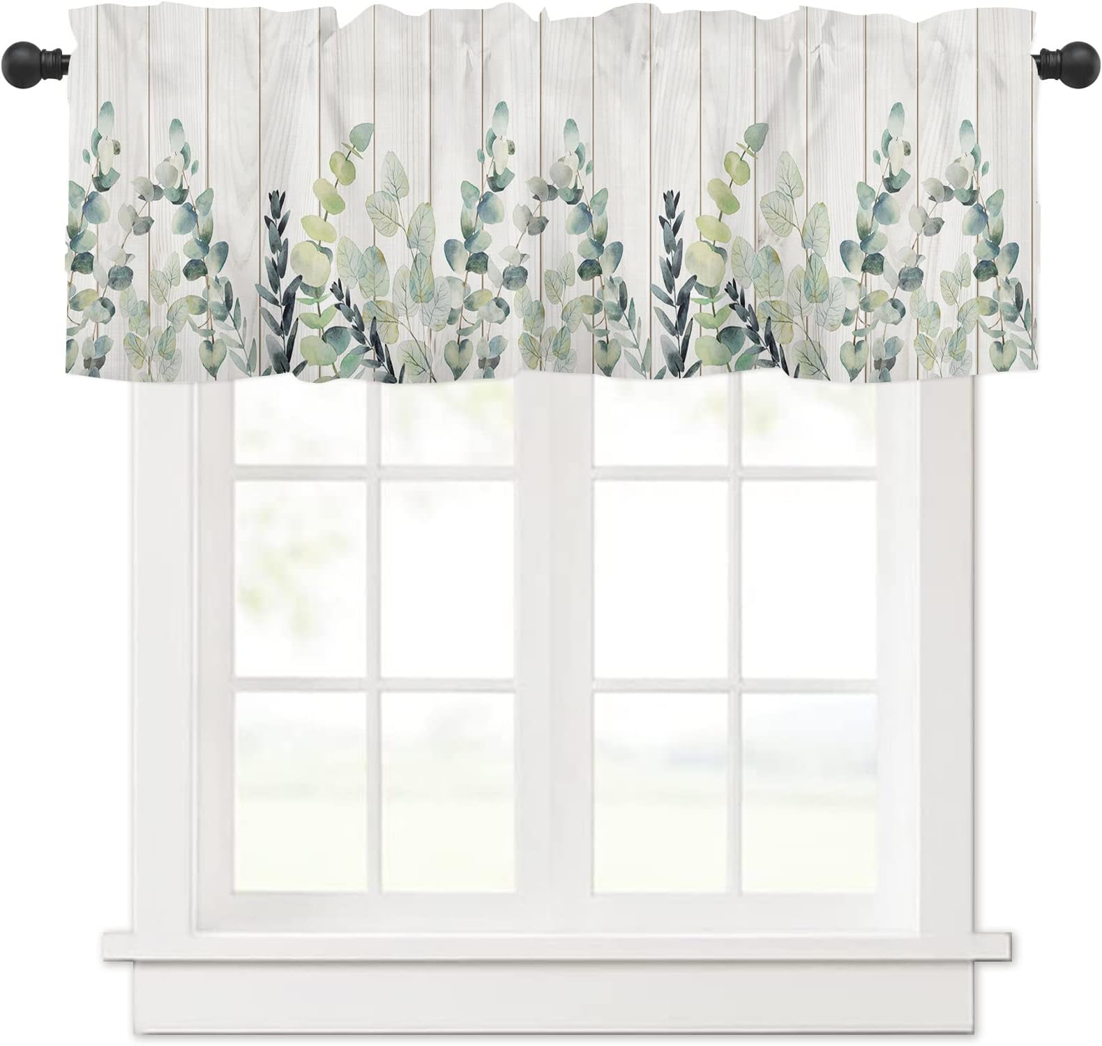 Amazon.com: Sage Green Eucalyptus Leaf Curtain Valances for Windows ...