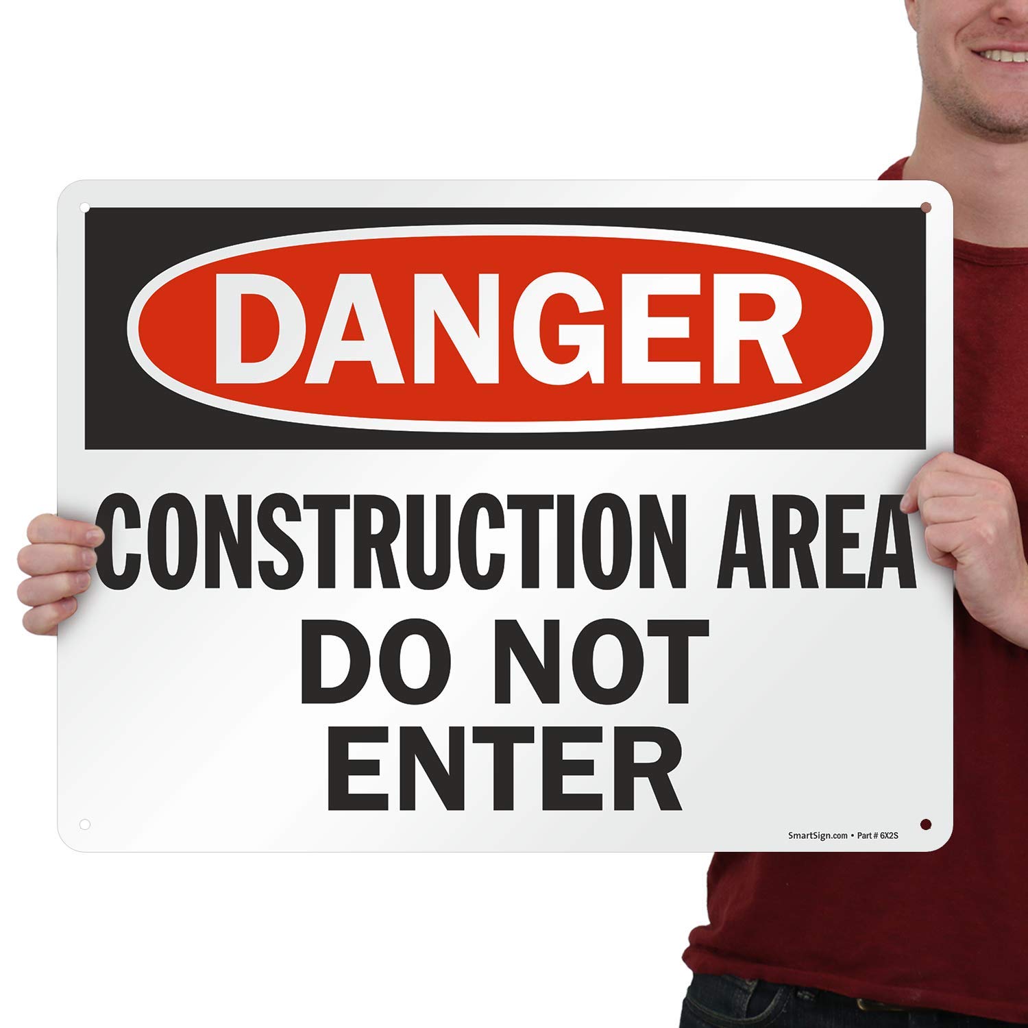 SmartSign "Danger - Construction Area, Do Not Enter" Sign | 18" x 24 ...