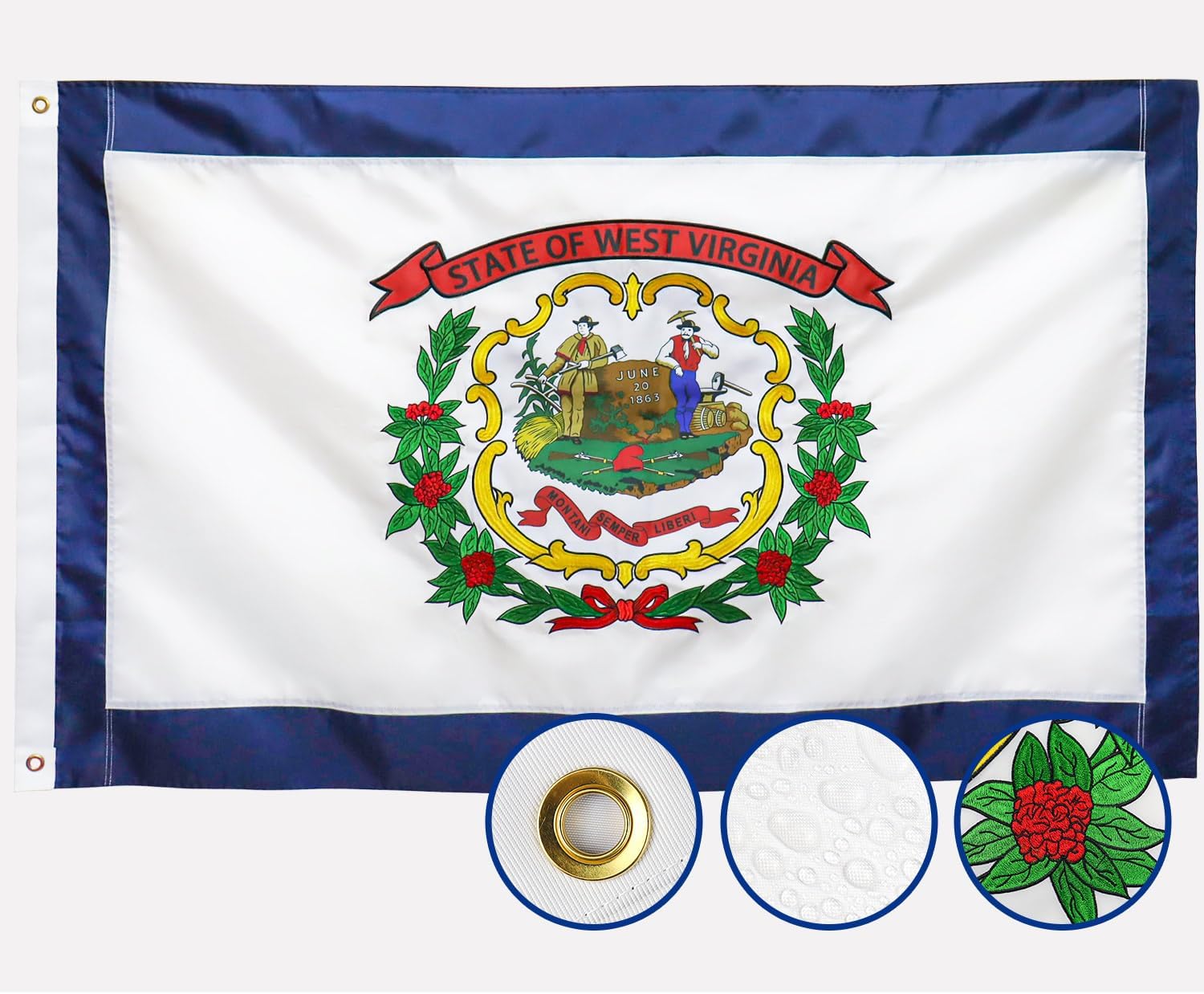 Amazon.com : Double Sided West Virginia State Flag 3x5 Outdoor The ...