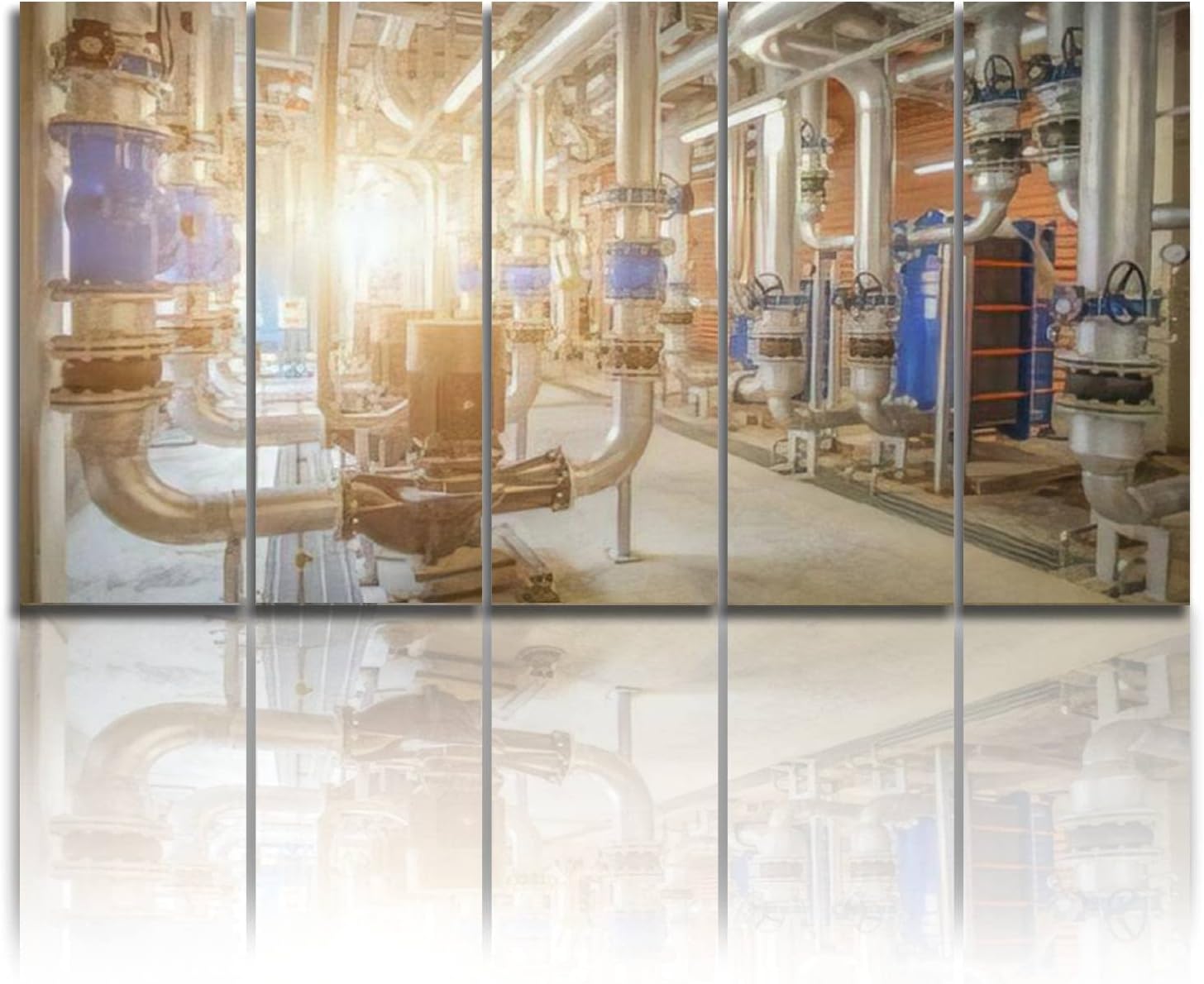 Amazon.com: 5 Panels Art Wall Decor Industrial interior chiller and ...