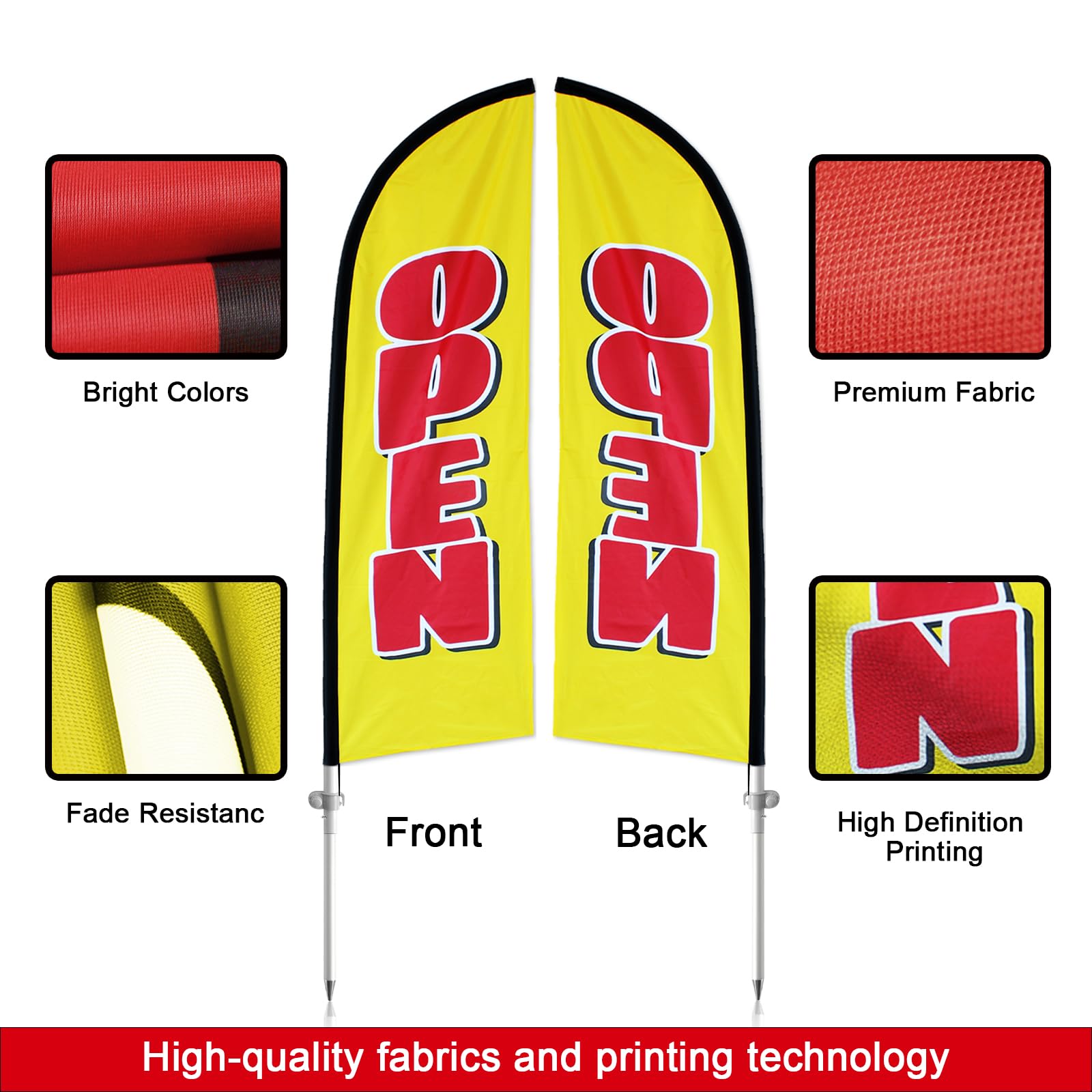 Snapklik.com : 8FT Open Signs, Open Flag For Business, Open Feather Flag