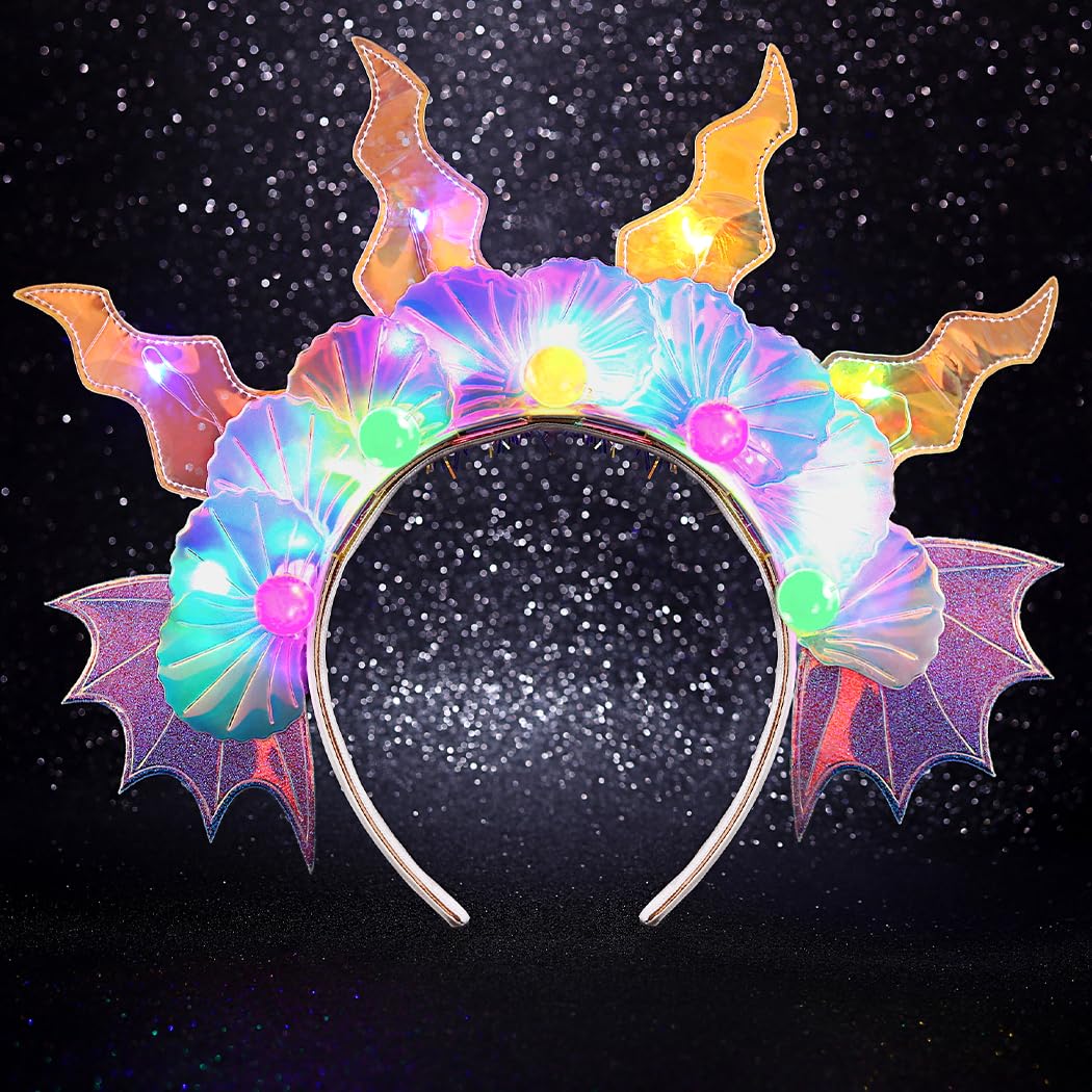 Amazon.com: GENBREE Light Up Mermaid Headband Glowing Led Rave Seashell ...