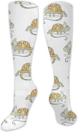 Reptile Funny Compression Socks Women and Men,Colorful Chameleon With ...