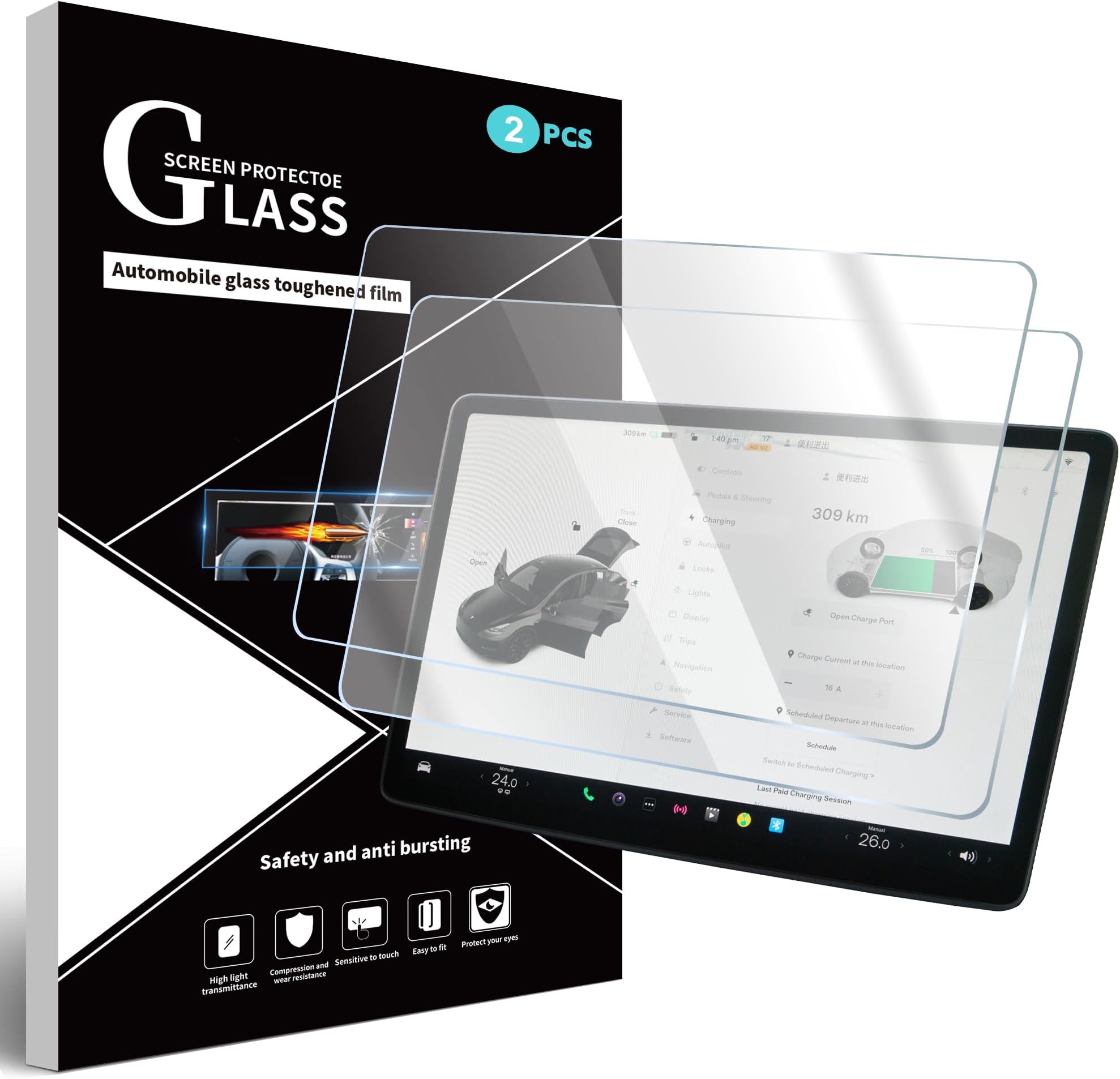 Amazon.com: DEDC 2pcs Tesla Model 3 screen protector • center console ...