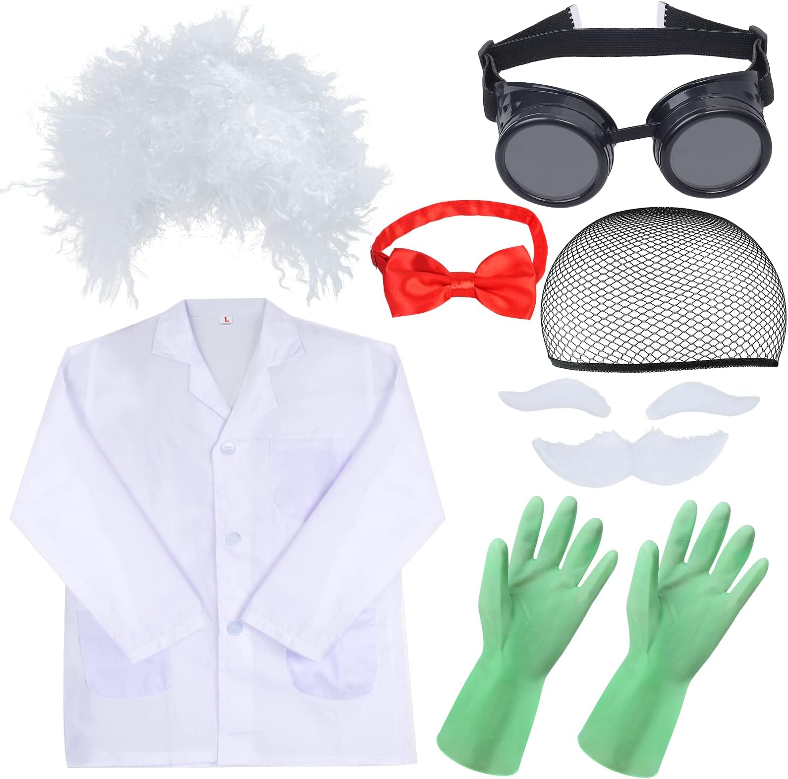 Amazon.com: Yewong Kids Mad Scientist Costume Wig Lab Coat Goggles for ...