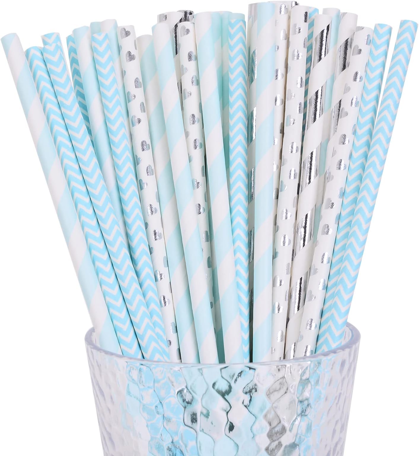 Amazon.com: Navy Blue and Gold Foil Paper Straws - Stripe Chevron Solid ...