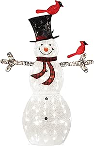 Amazon.com: VEIKOU Lighted Outdoor Christmas Decorations Snowman, 5FT Outdoor 3D Snowman Decor ...
