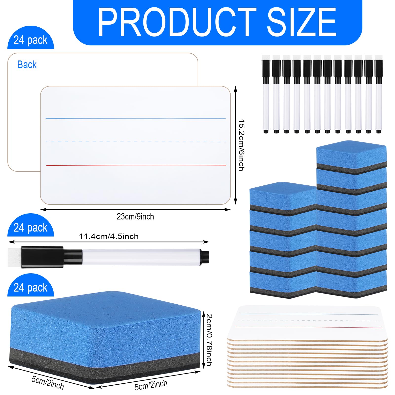 Snapklik.com : Colarr 24 Sets Mini White Boards 6"x 9" Dry Erase Boards ...