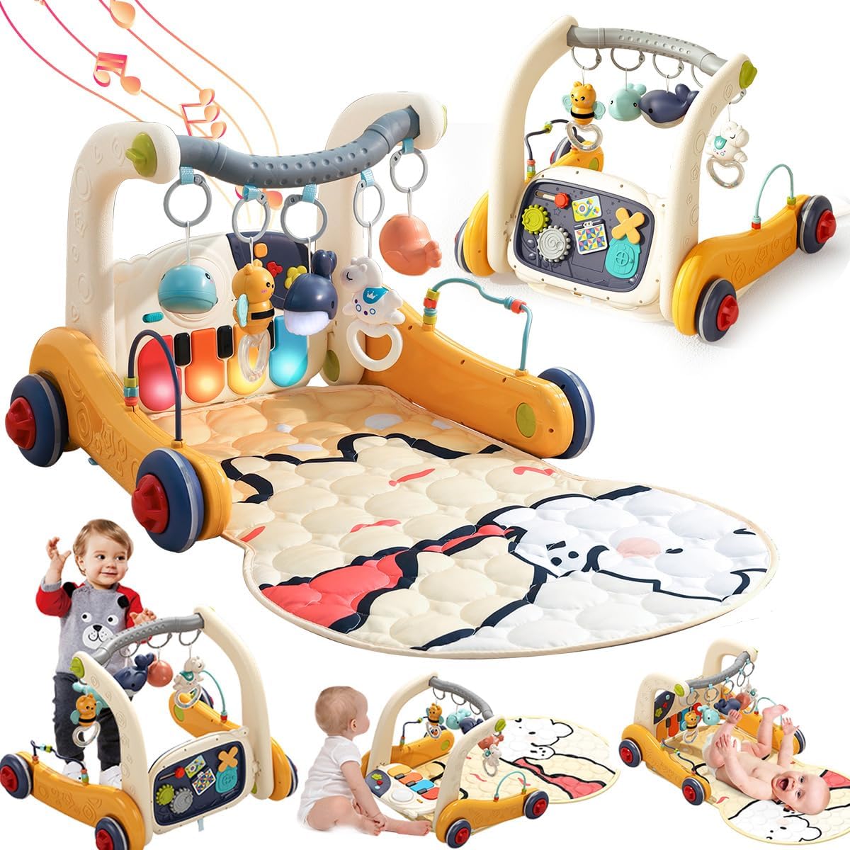 Amazon.com : CUTE STONE Baby Gym Play Mat with Piano, Baby Learning ...