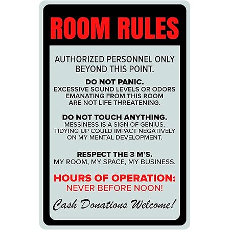 wallpics® Room Rules Funny Waterproof Vinyl Sticker Poster for Home ...