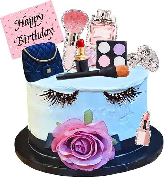 Amazon.com: Makeup Cake Toppers, Makeup Spa Beauty Birthday Cake Topper ...