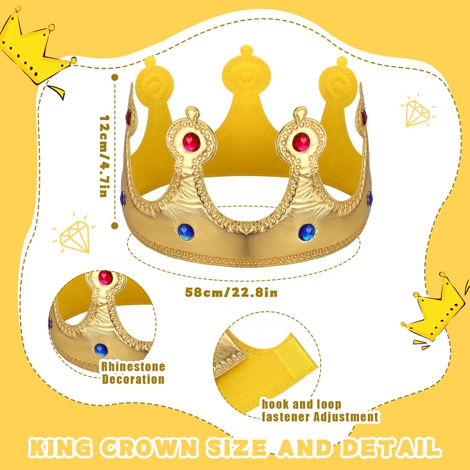 Tradder Juego de 6 batas de rey con cetro de corona, 2 capas de capa ...