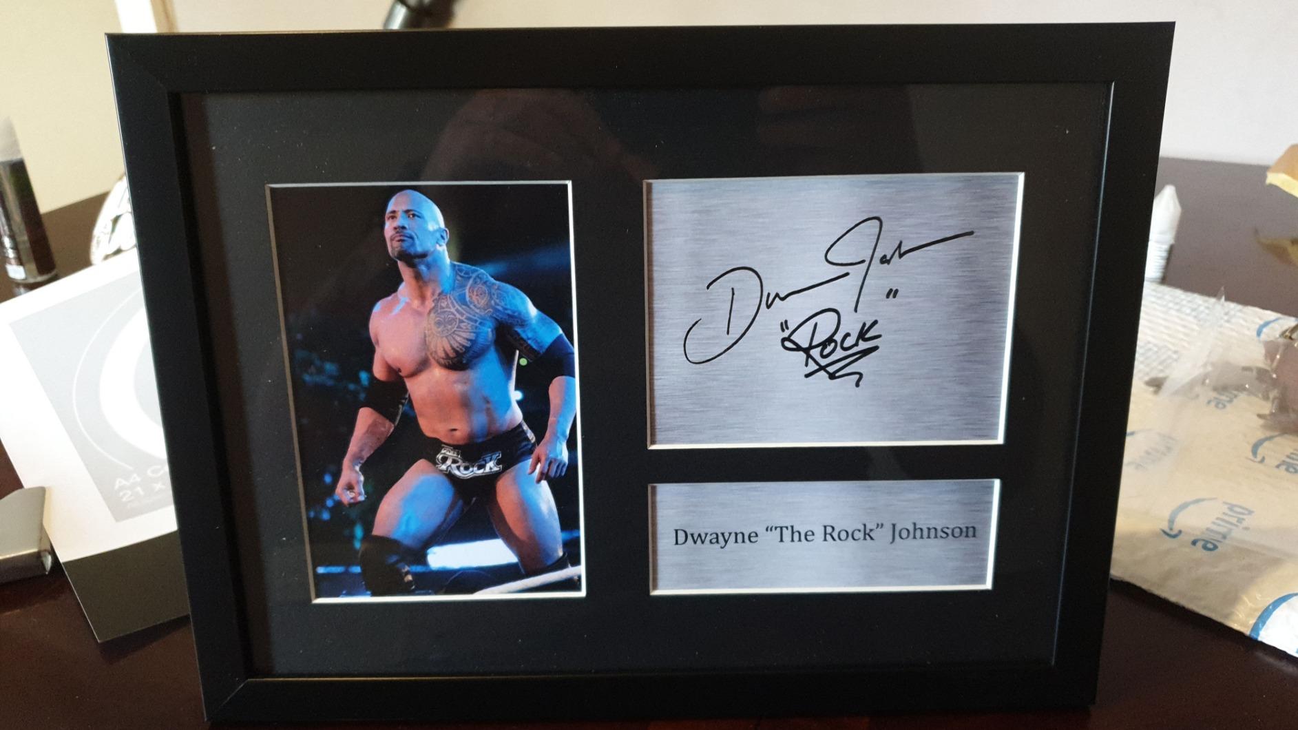 HWC Trading FR Dwayne Johnson Gift Signed FRAMED A4 Printed Autograph ...