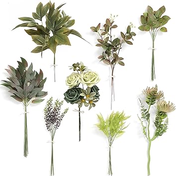 Amazon.com: HIMIFOLO Artificial Greenery Stems Box Set, 42pcs with 8 ...