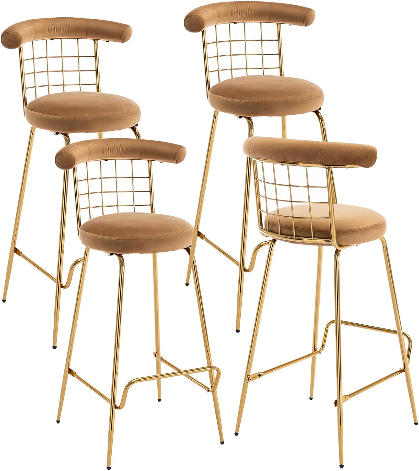Amazon.com: Setawix Golden Metal Bar Height Stools Set of 4,Modern 32 ...