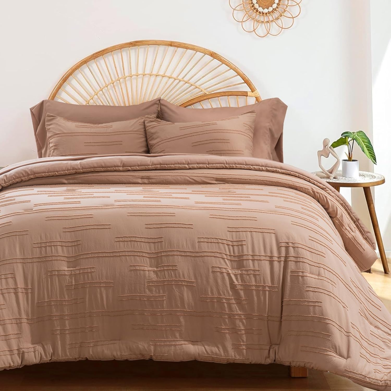 EVERGRACE Modern Comforter Set Queen Size 7 Piece, Shabby Chic Tufted ...