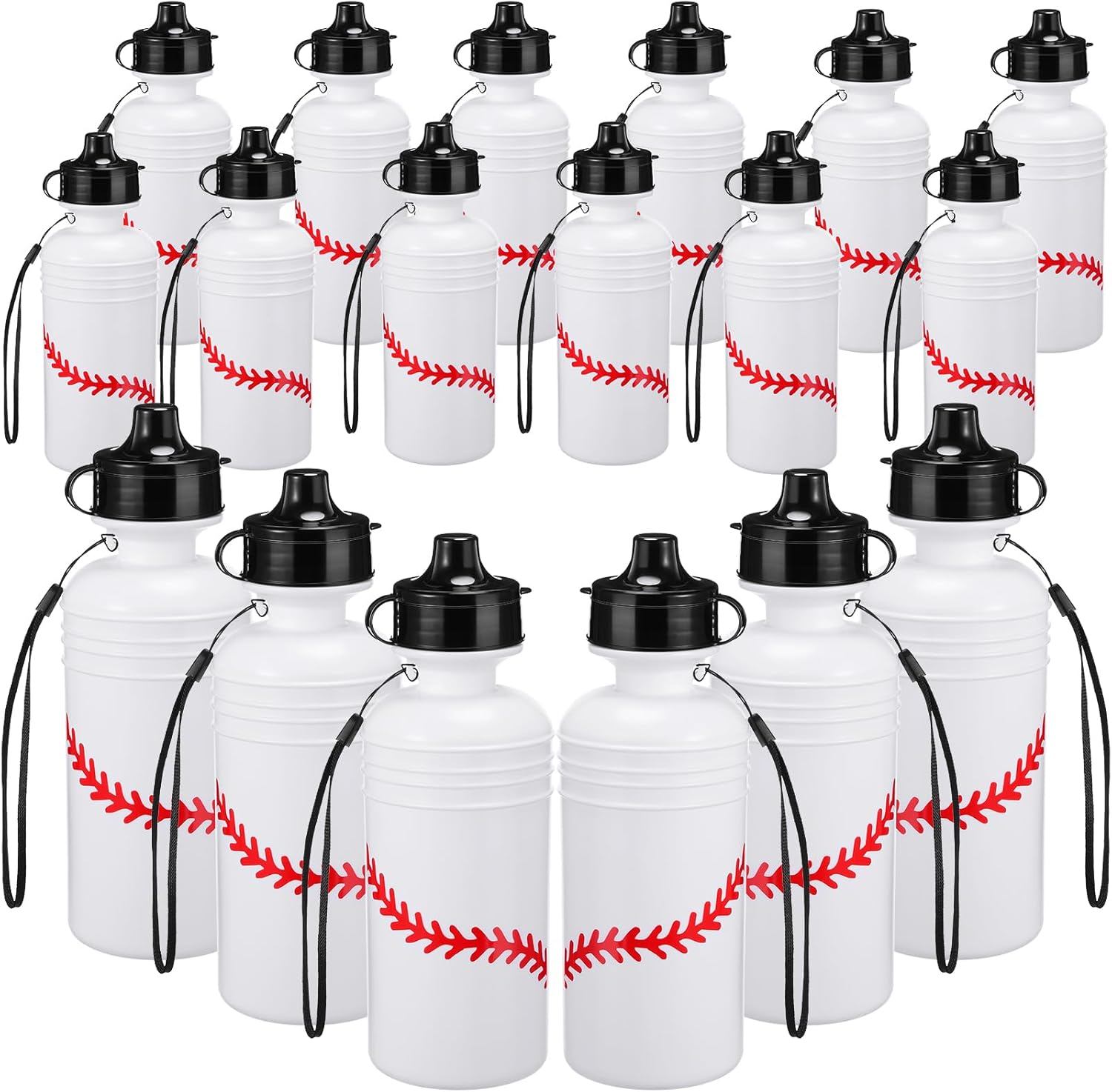 Amazon.com: Hushee 24 Pack Sports Water Bottles for Kids 18 oz Baseball ...