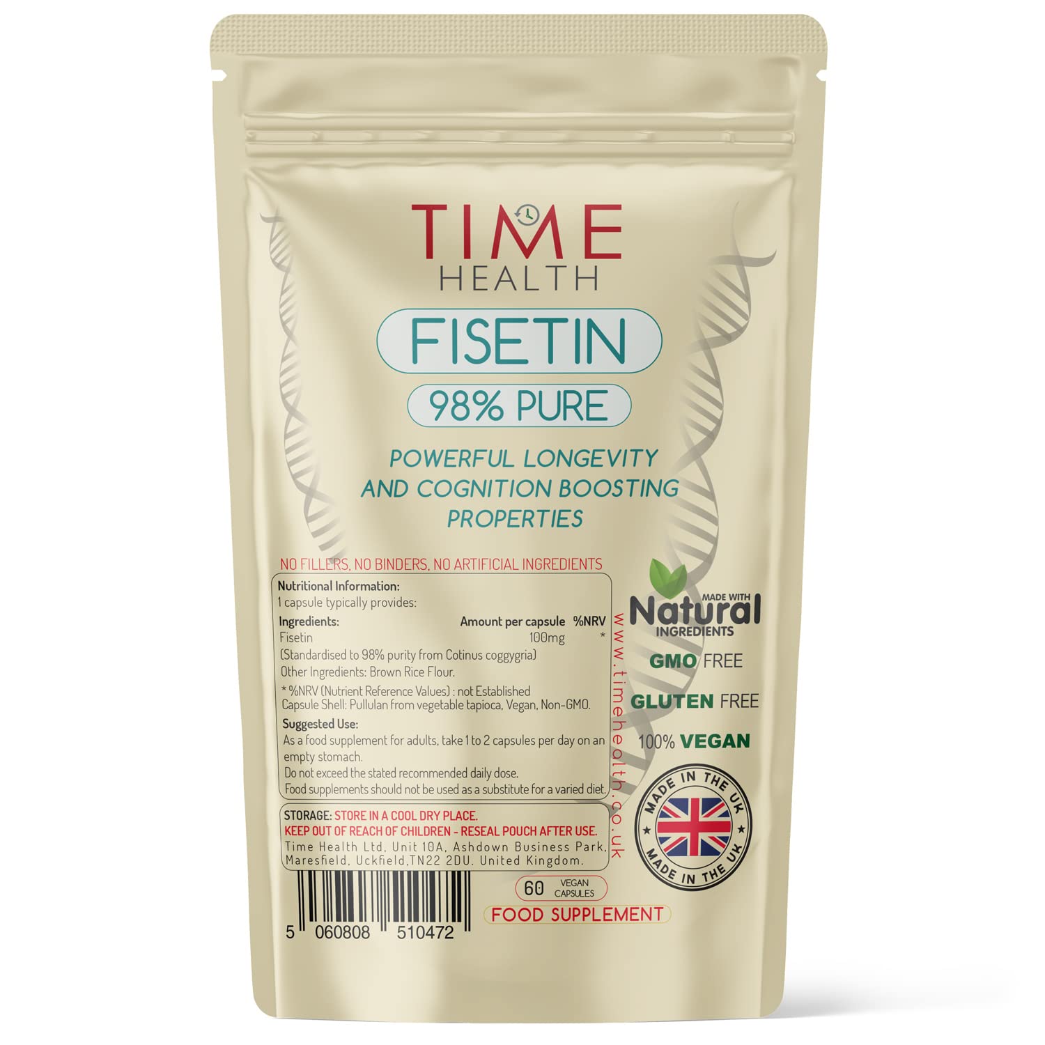 Fisetin - Ultra Pure - 100mg - 60 Capsules - Anti-Ageing - Autophagy ...