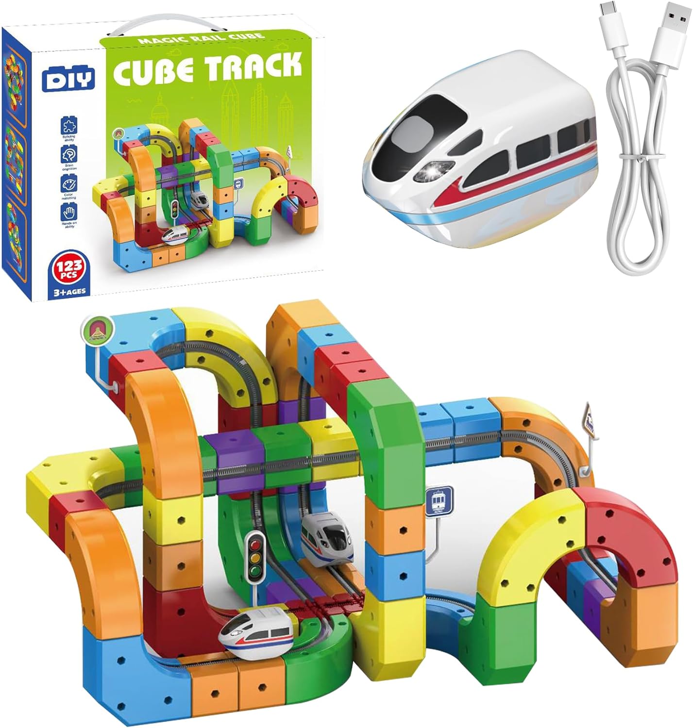 Track Fusion Toy,Magic Rail Cube Train Set,Track Fusion Train,Cube ...