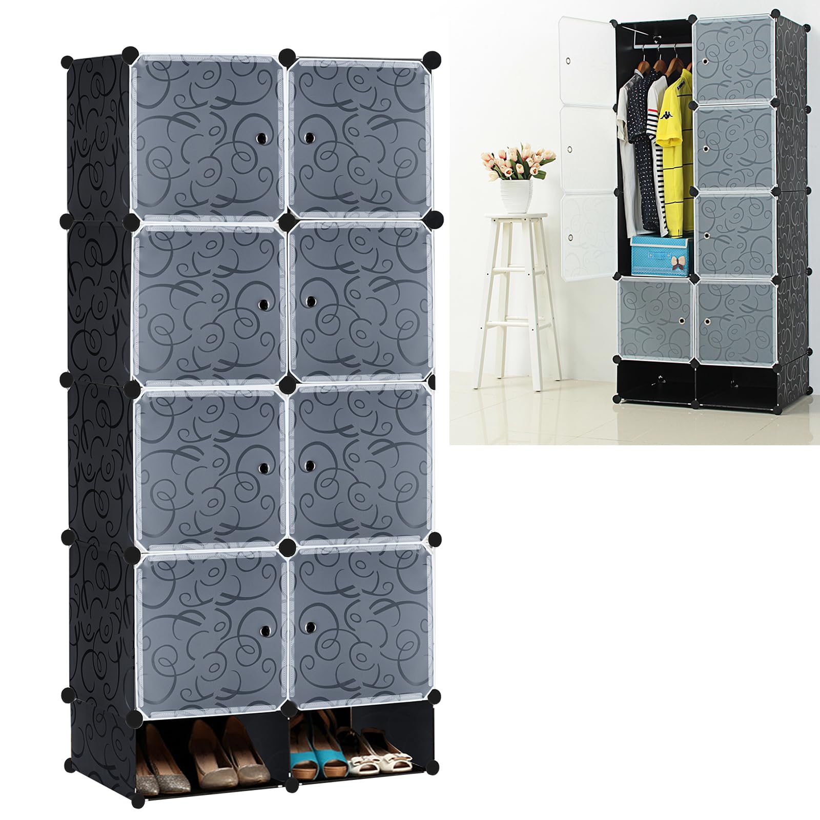 TANTEAR Kleiderschrank Schuhregal aus Kunststoff, Regalsystem ...