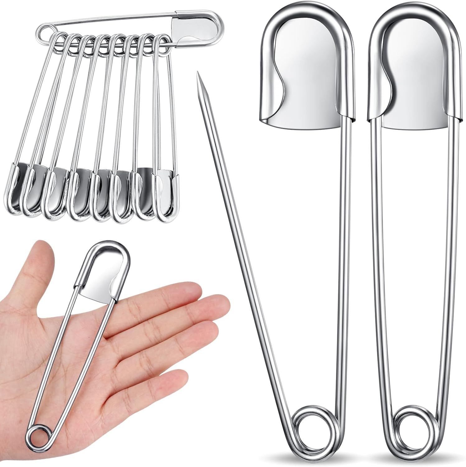 Amazon.com: Juexica 10 Pcs Large Safety Pins 5 Inch Jumbo Stainless ...