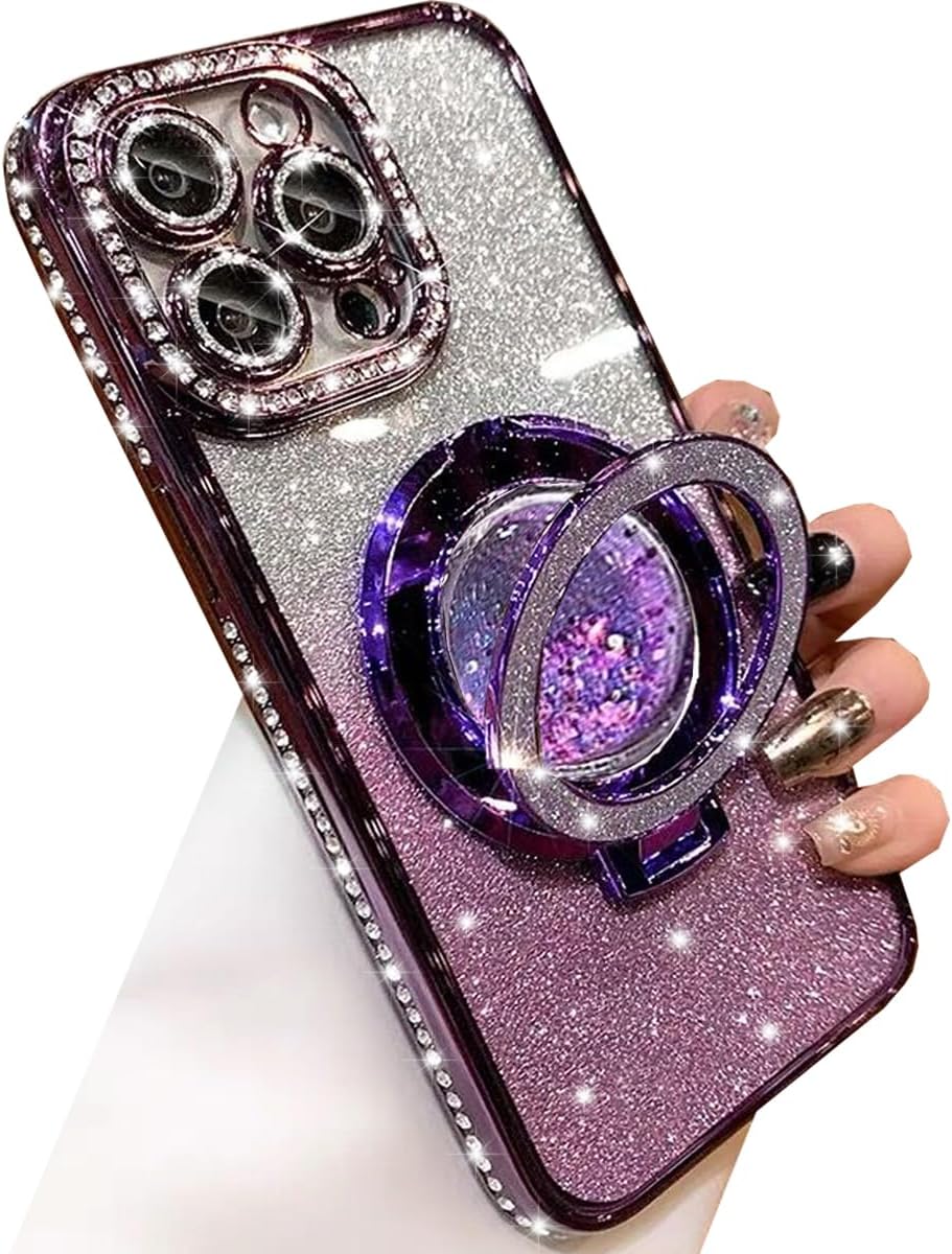 Amazon.com: Changjia Glitter Kickstand Case for iPhone 15 Pro Max ...