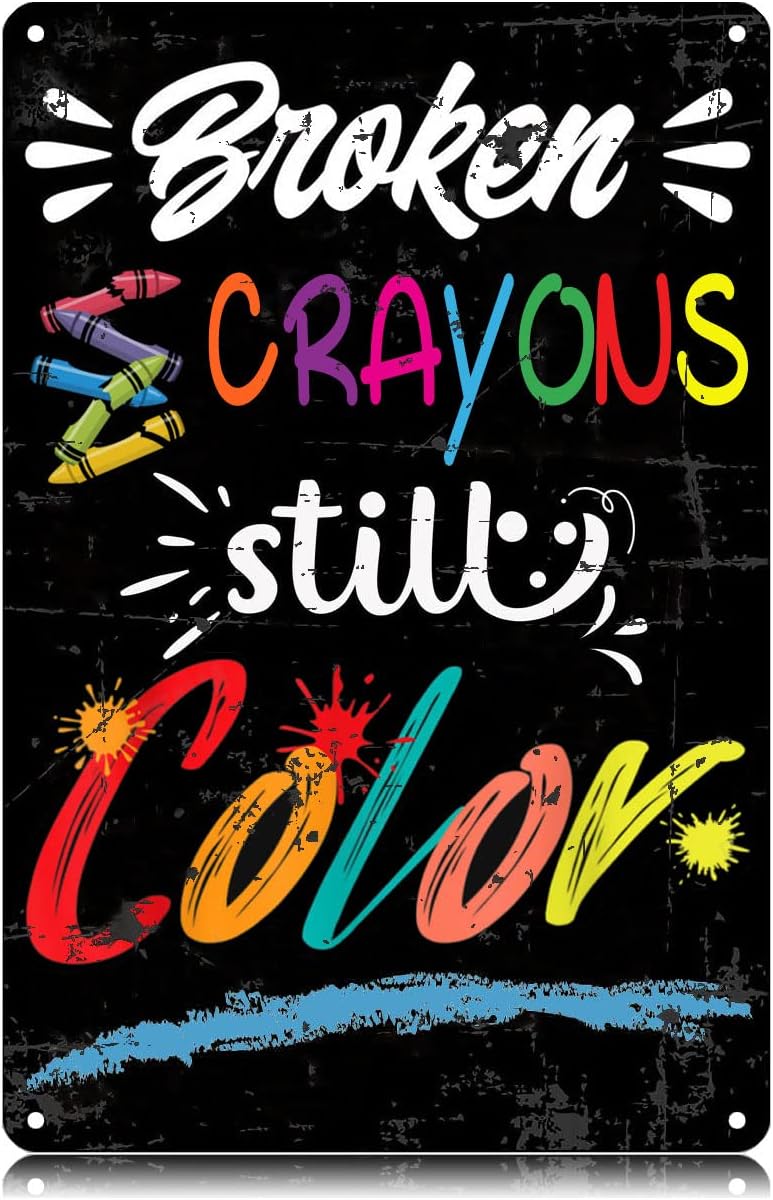 Amazon.com: Broken Crayons Still Color Metal Tin Signs Funny Vintage ...