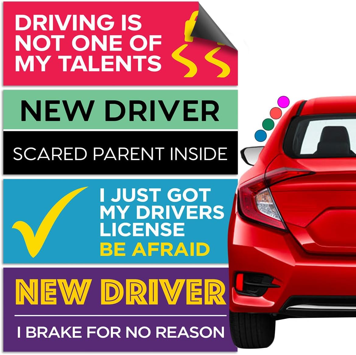 Amazon.com - Rio Salto 4-Pack Large New Driver Car Sticker Please Be ...