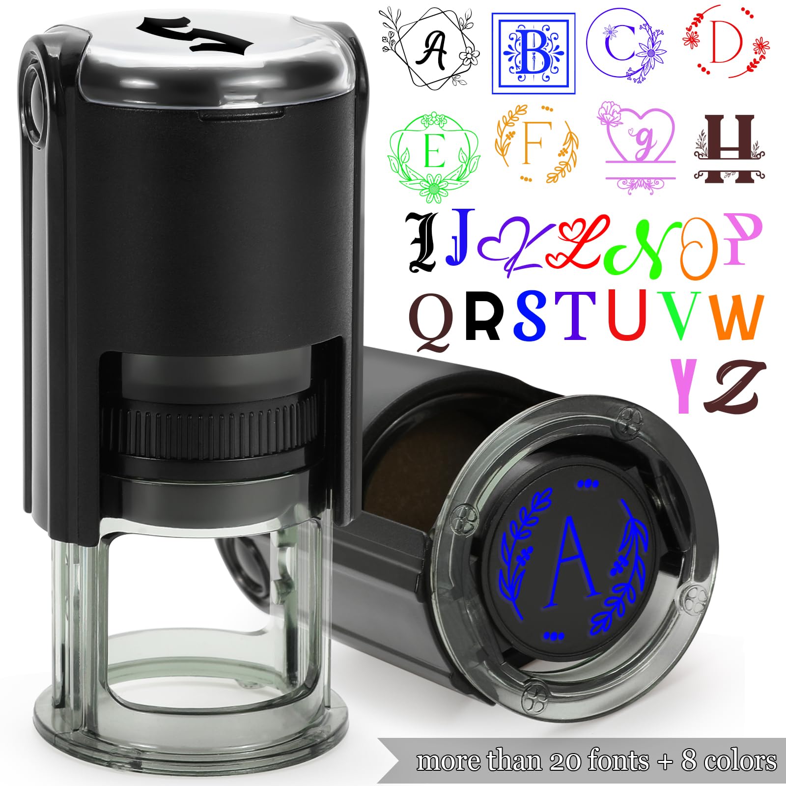 Amazon.com : Idealiveny Custom Round Stamps Self Inking Initial Stamps ...