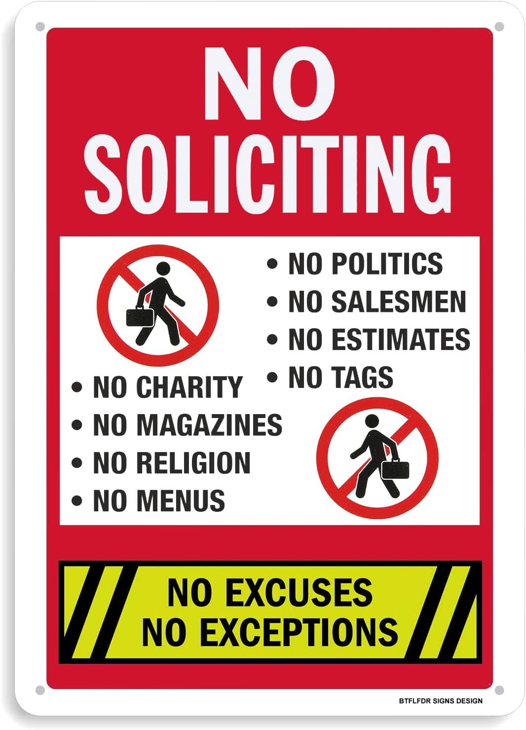 Amazon.com: T&R Absolutely No Soliciting - Do Not Ring Bell, No Excuses ...