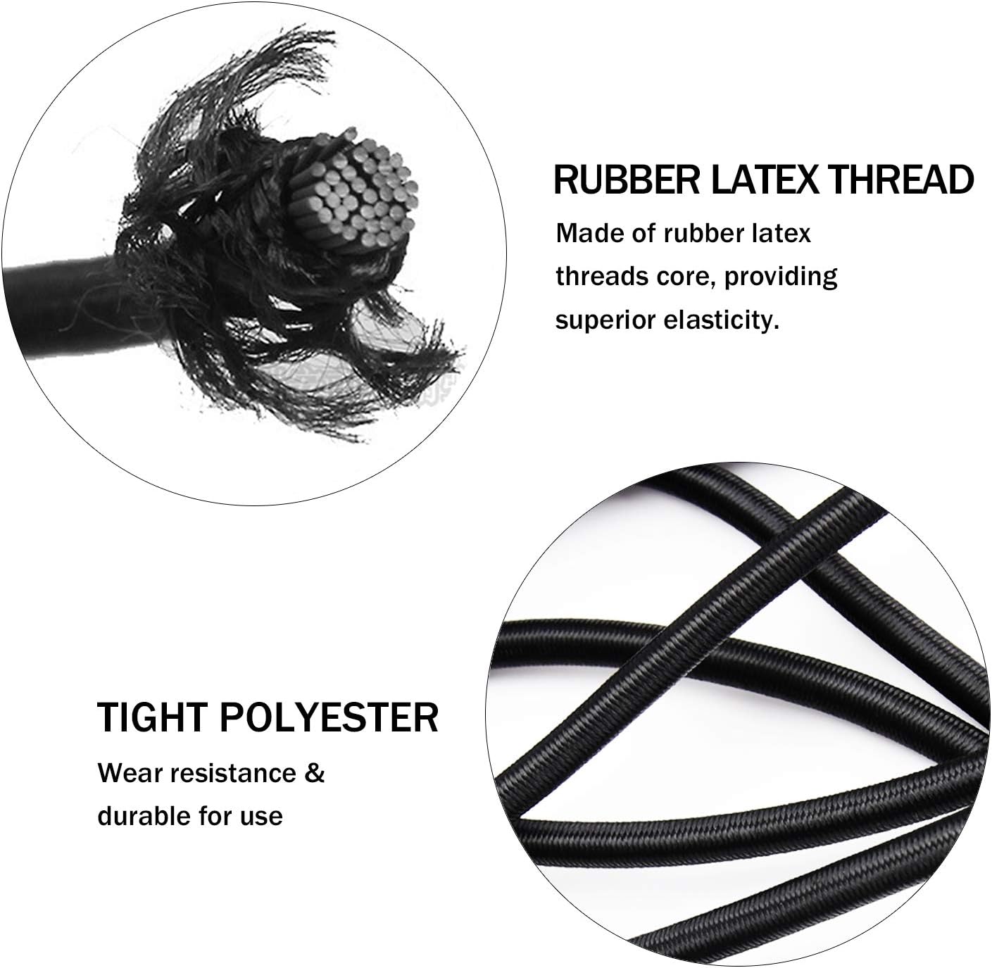 TOBWOLF Kayak Bungee Kit with 5m 6mm Elastic Bungee Cord Rope, 1/4″ x ...