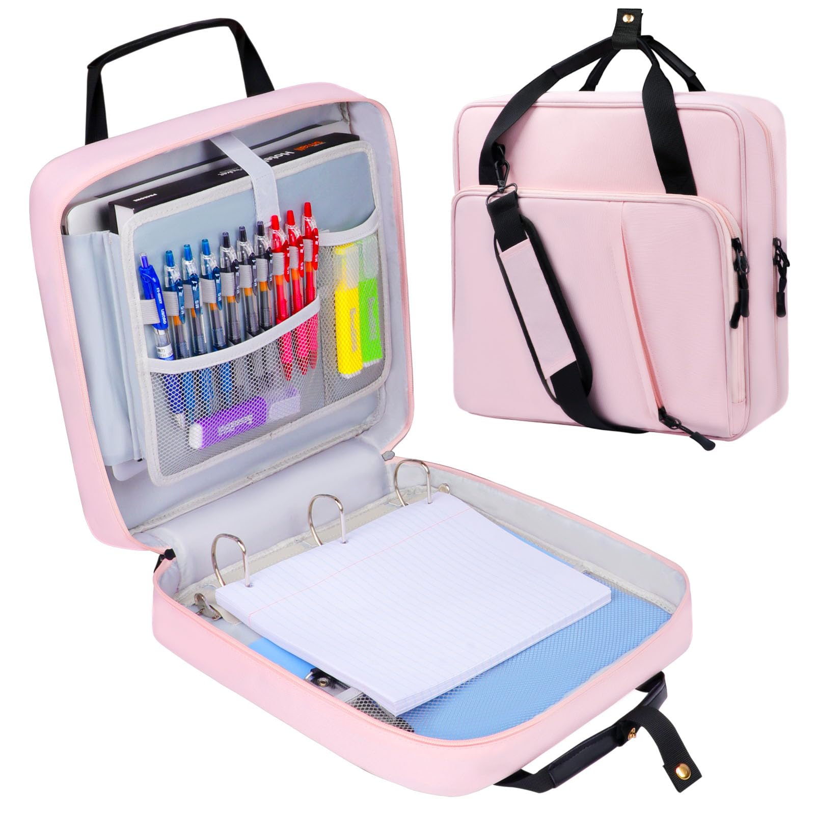 Amazon.com : Sambois 3 D-Ring Zipper Binder 2 inch with Shoulder Strap ...