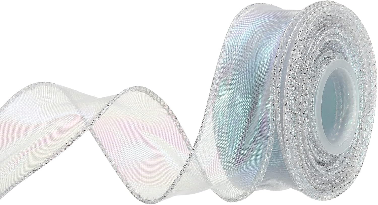 Amazon.com: MECCANIXITY 1 1/2" Wide Sparkly Sheer Wired Organza Ribbon ...