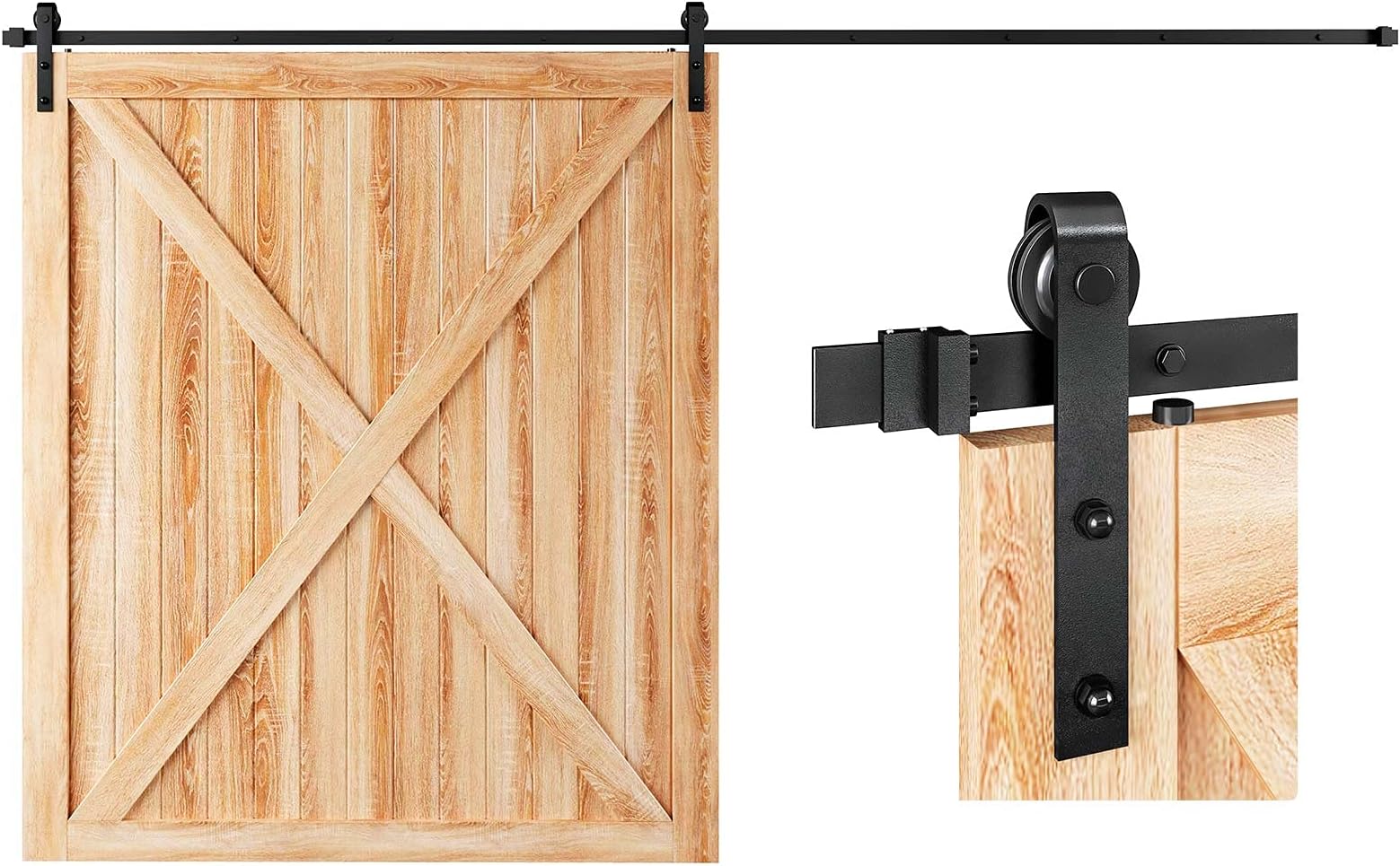 Amazon.com: SMARTSTANDARD 12FT Heavy Duty Double Door Sliding Barn Door ...