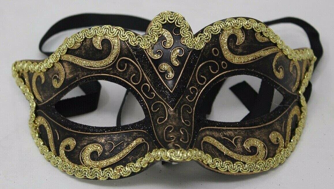 STUNNING MASQUERADE VENETIAN CARNIVAL PARTY EYE MASK GOLD BLACK ...